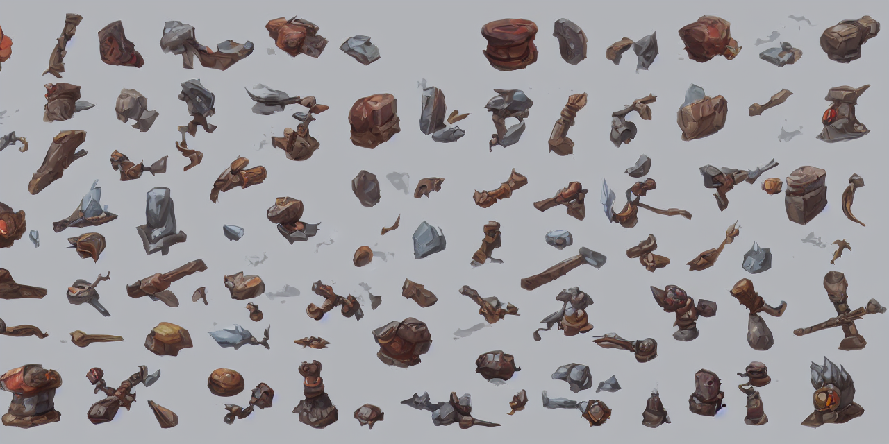 KREA AI - game asset sheet, 2 d sprite, material resources m...