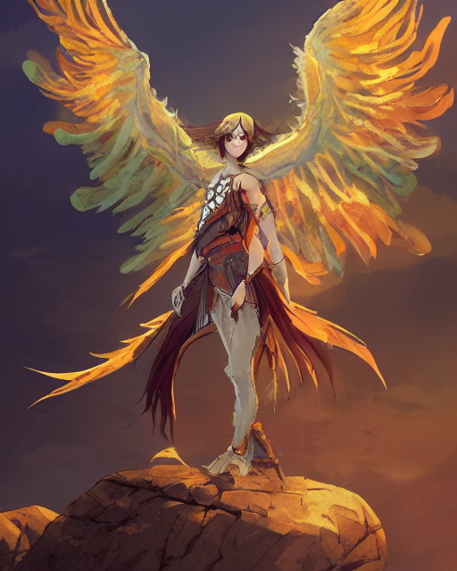 KREA AI - an anthropomorphic phoenix warrior standing heroic...