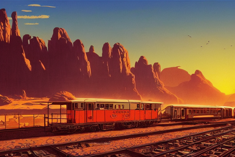 KREA AI - idyllic old western train station illustration by ...