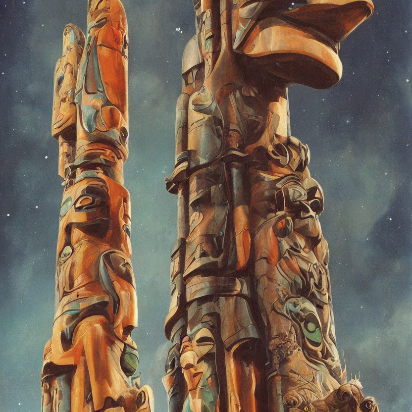 KREA AI - painting of a futuristic totem pole. pulp sci - fi... KREA AI - painting of a futuristic totem pole. pulp sci - fi...