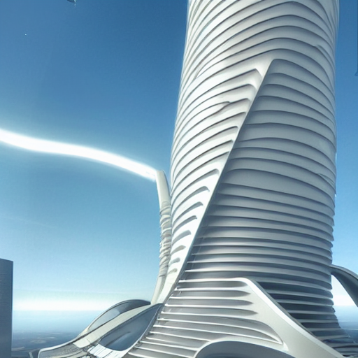 KREA AI - futuristic tower by zaha hadid and renzo piano and...