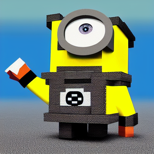 KREA AI - “minion in Minecraft, UHD, hyperrealistic render”