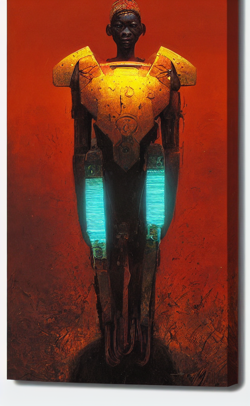 KREA AI - portrait of mecha african tribal chief, symmetrica...