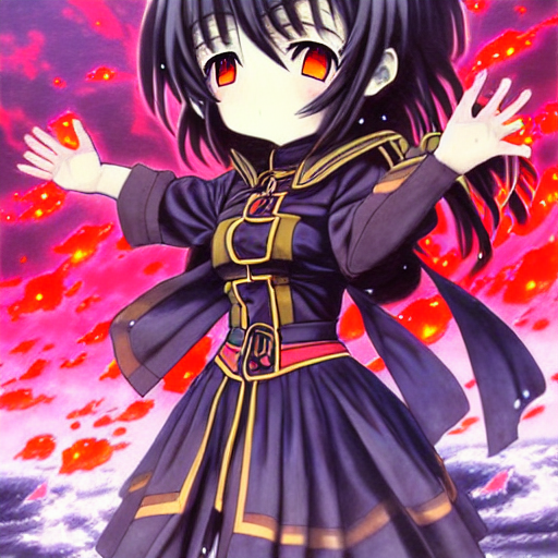 KREA AI - megumin!!! casts nuclear explosion!!!, chibi art,