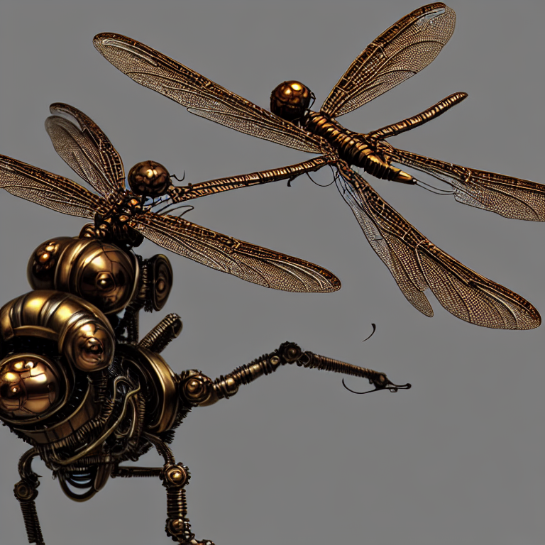 KREA AI - steampunk robot dragonflies, 3 d model, unreal eng...
