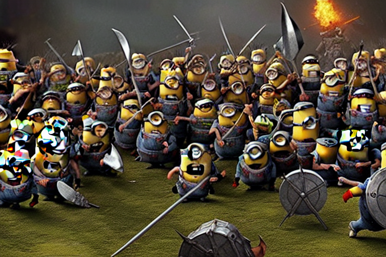 KREA AI - diorama of minions fighting orcs in the battle of ...