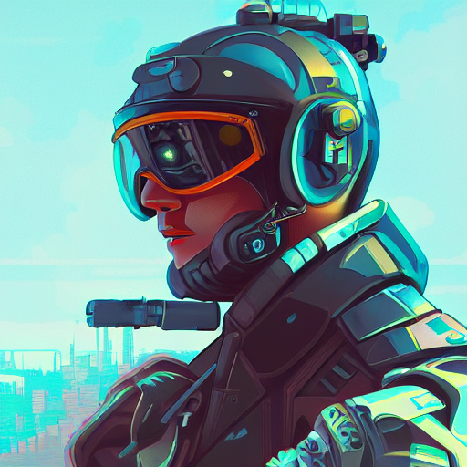 KREA AI - cyberpunk pilot fighter, brush stroke, artstation,...