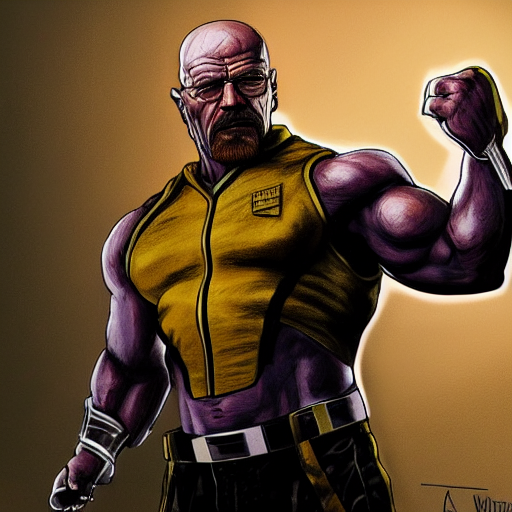 KREA AI - walter white as a bodybuilder thanos with the infi...