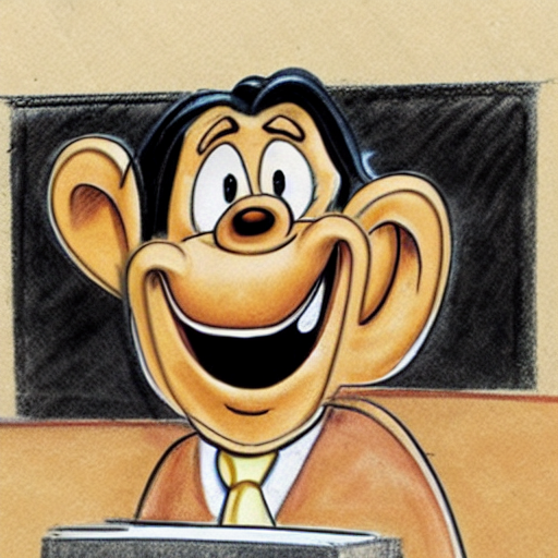 KREA AI - A courtroom Sketch of goofy, at his infamous murde...