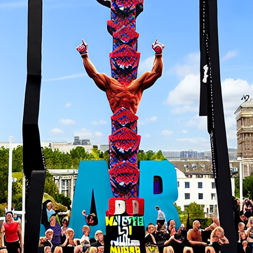 KREA AI - huge bold number 6 made from ninja warrior competi...