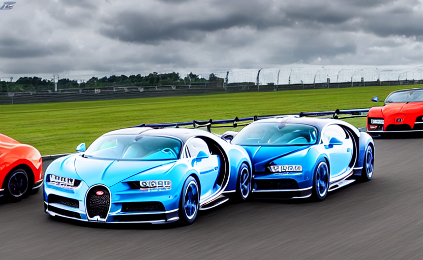 KREA AI - Bugatti Chiron in a racing anime