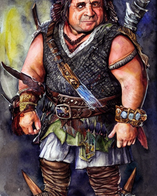 Krea Ai Danny Devito As A Dwarf Barbarian Water Color Du
