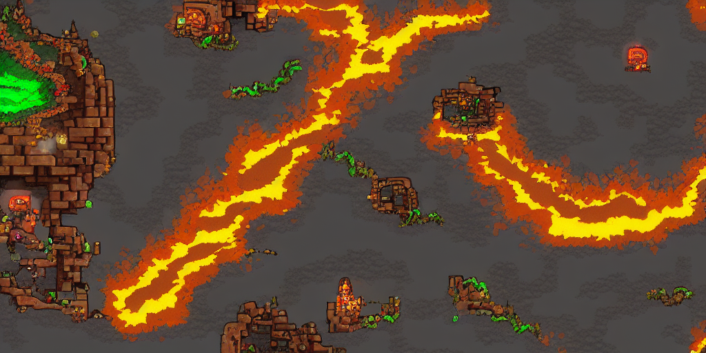 KREA AI - Terraria underworld caverns, flowing lava and ash ...