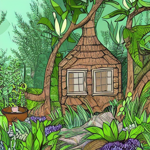 KREA AI - A cartoon illustration of an overgrown house in a ...