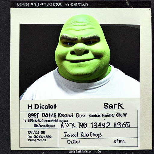 KREA AI - mugshot of Shrek for disorderly conduct, realistic...