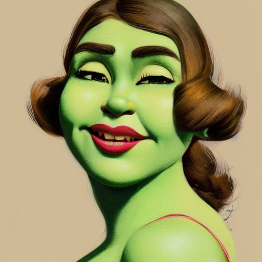 KREA AI - Shrek profile picture by Gil Elvgren:2, asymmetric...