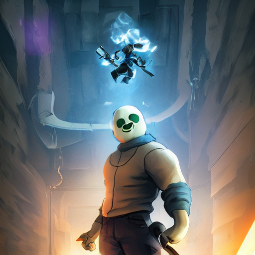 KREA AI - super powerful sans, action pose, character portra...