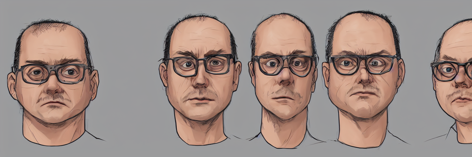 KREA AI - colored character study of balding 4 5 yo mike pat...