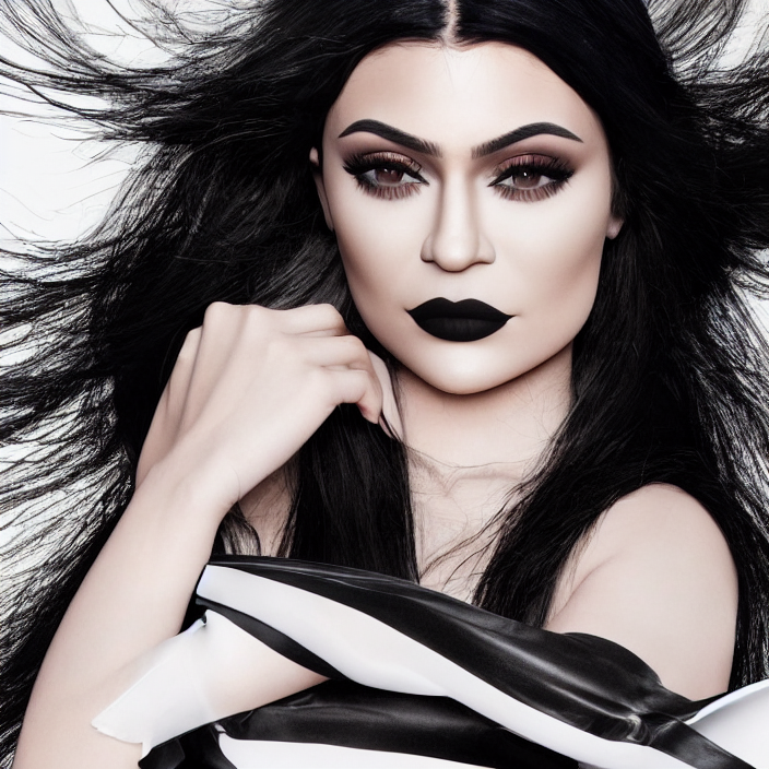 KREA AI - gothic kylie jenner, portrait, aerodynamic, fast,