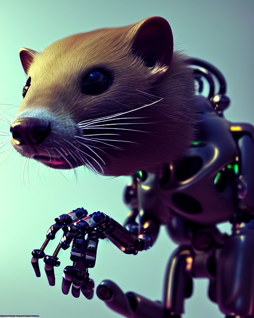 KREA AI - intricate mechanical ferret robot creature, mechan...