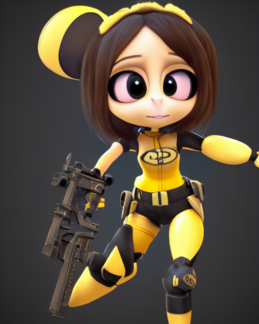 KREA AI - female bumblebee mini cute style, highly detailed,...