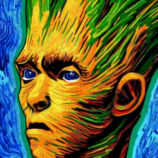 KREA AI - groot Painted by Vincent Van Gogh 4K quality