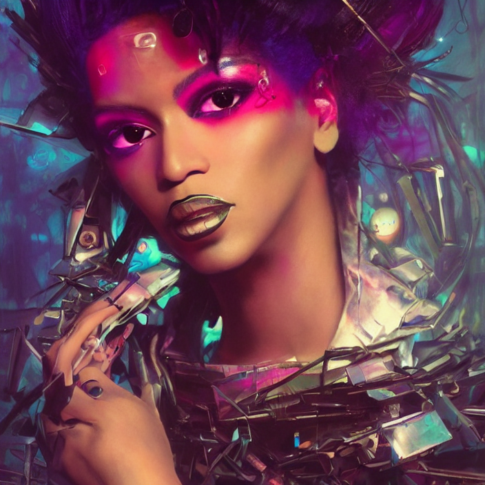 KREA AI - fashionable photo of beyonce in futuristic goth ma...