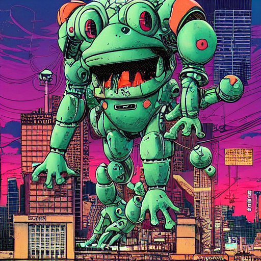 KREA AI - huge frog robot devastating the city, by yoichi ha...