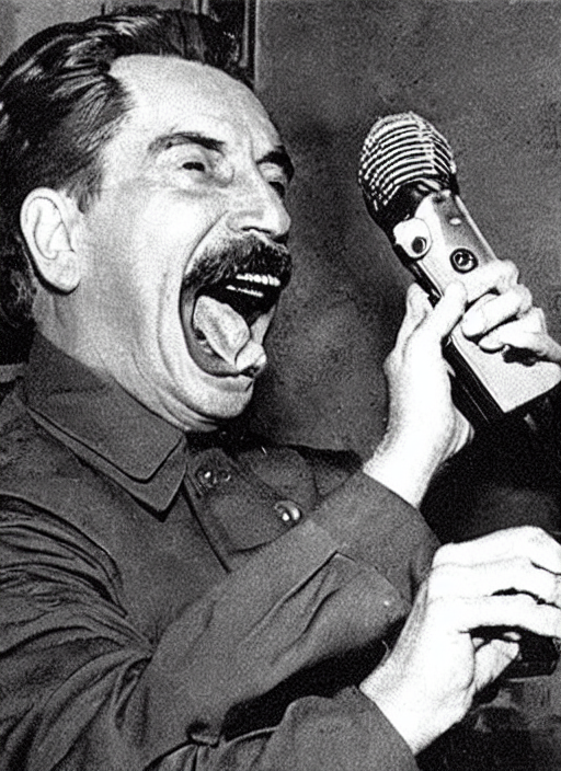 KREA AI - Old detailed photograph of Stalin playing Xbox, sc...