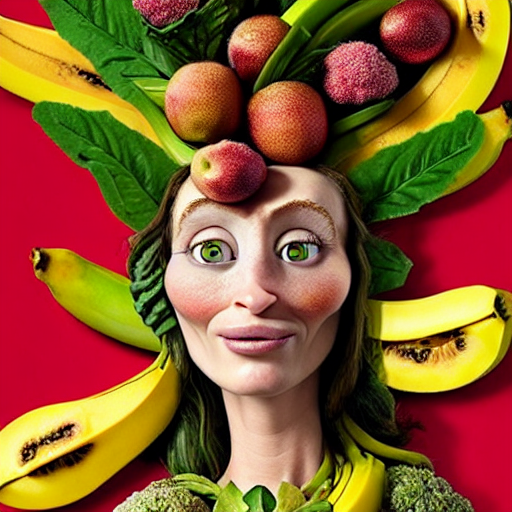 KREA AI - fruit dryad by arcimboldo, fruit megan fox editori...