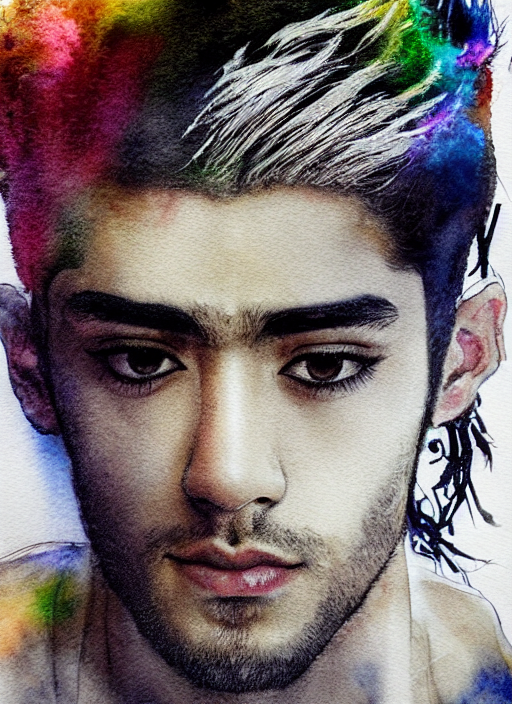 KREA AI - portrait, Zayn Malik as the last spark of color la...