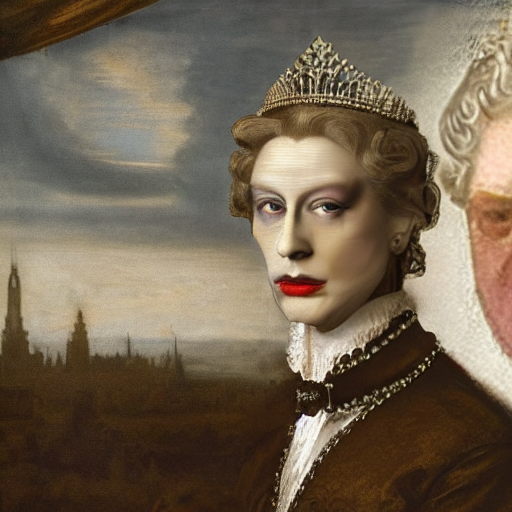 KREA AI - the picture of Dorian gray but with queen Elizabet...
