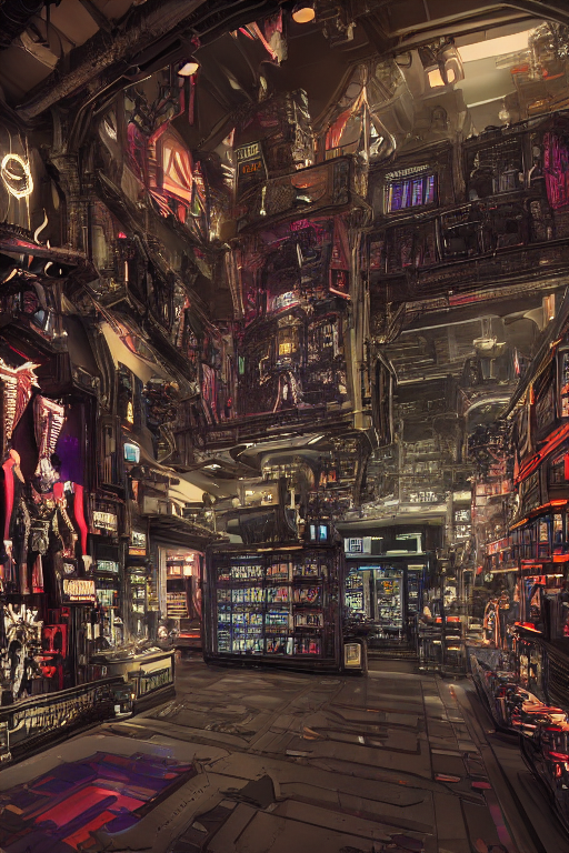 KREA AI - Cybertron, inside of a Hot Topic store for goth De...