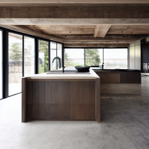 KREA AI - luxury bespoke kitchen design, modern rustic, Japa...