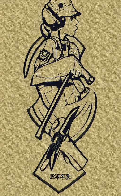 KREA AI - shoulder patch design, soldier girl, anime style,