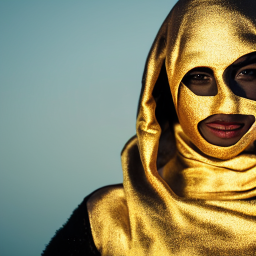 KREA AI - female balaclava photography portrait, desert wind...