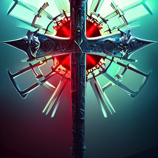 KREA AI - full shot of a symmetrical game sigil of scary med...