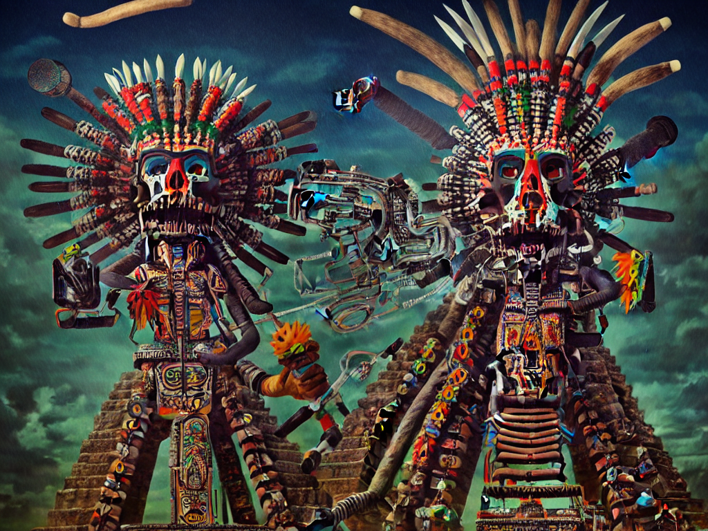KREA AI - highly detailed photo of huitzilopochtli, cipactli...