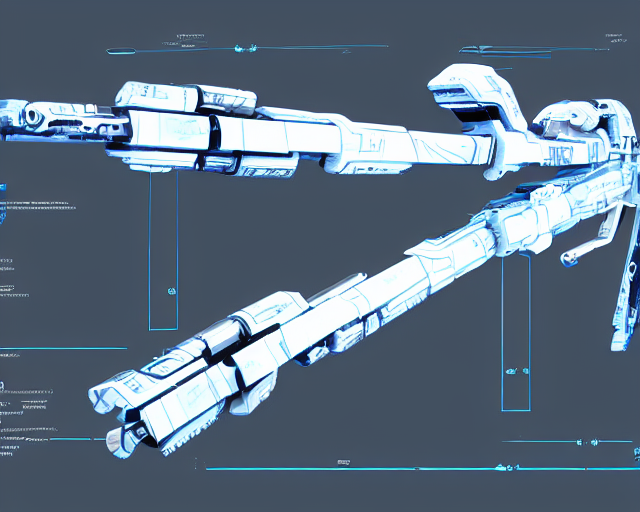 KREA AI - schematic of a futuristic plasma rifle, blueprint,...