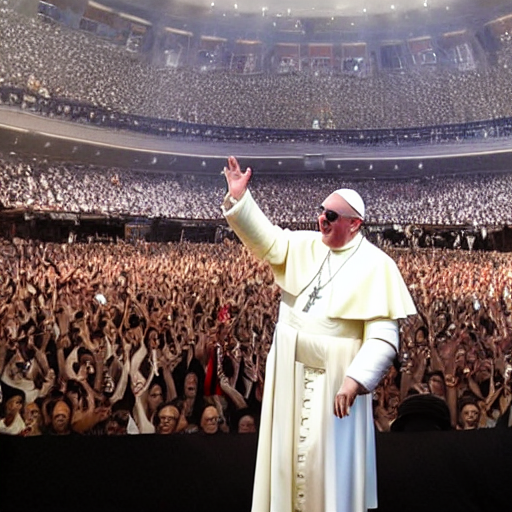 KREA AI - pope in sunglasses rapping on a stage while holdin...
